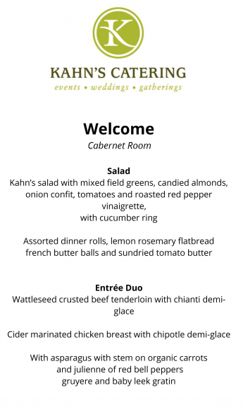 Kahn's Catering Wedding Tasting