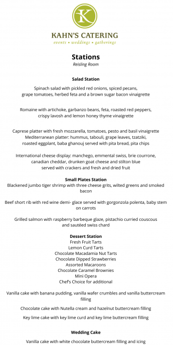 Kahn's Catering Wedding Tasting